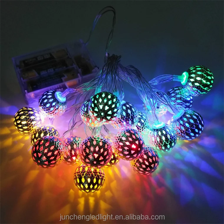 Colorful Fairy Lantern Led String Light Wrought Iron Hollow Moroccan ...