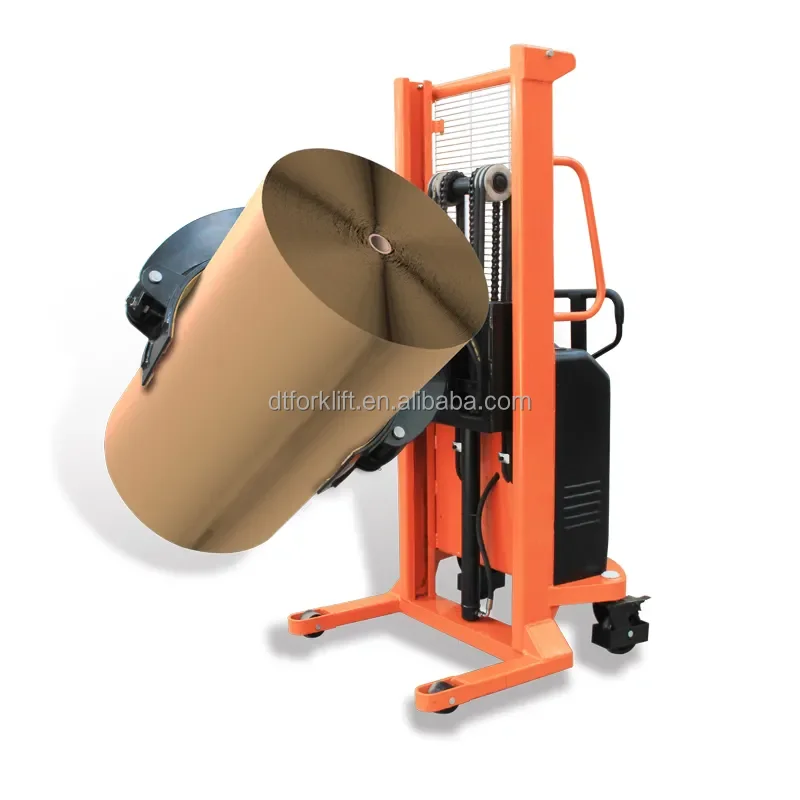 Paper Roll Clamp Electric Stacker 500kg 1000kg Drum Rotator Electric ...