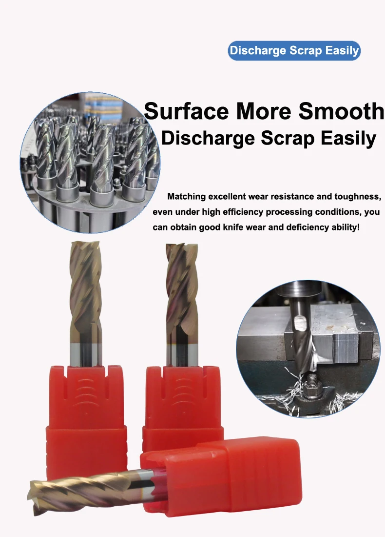 Milling Cutter Cnc Tools Endmill Solid Carbide Hrc45 Hrc55 Hrc65 ...