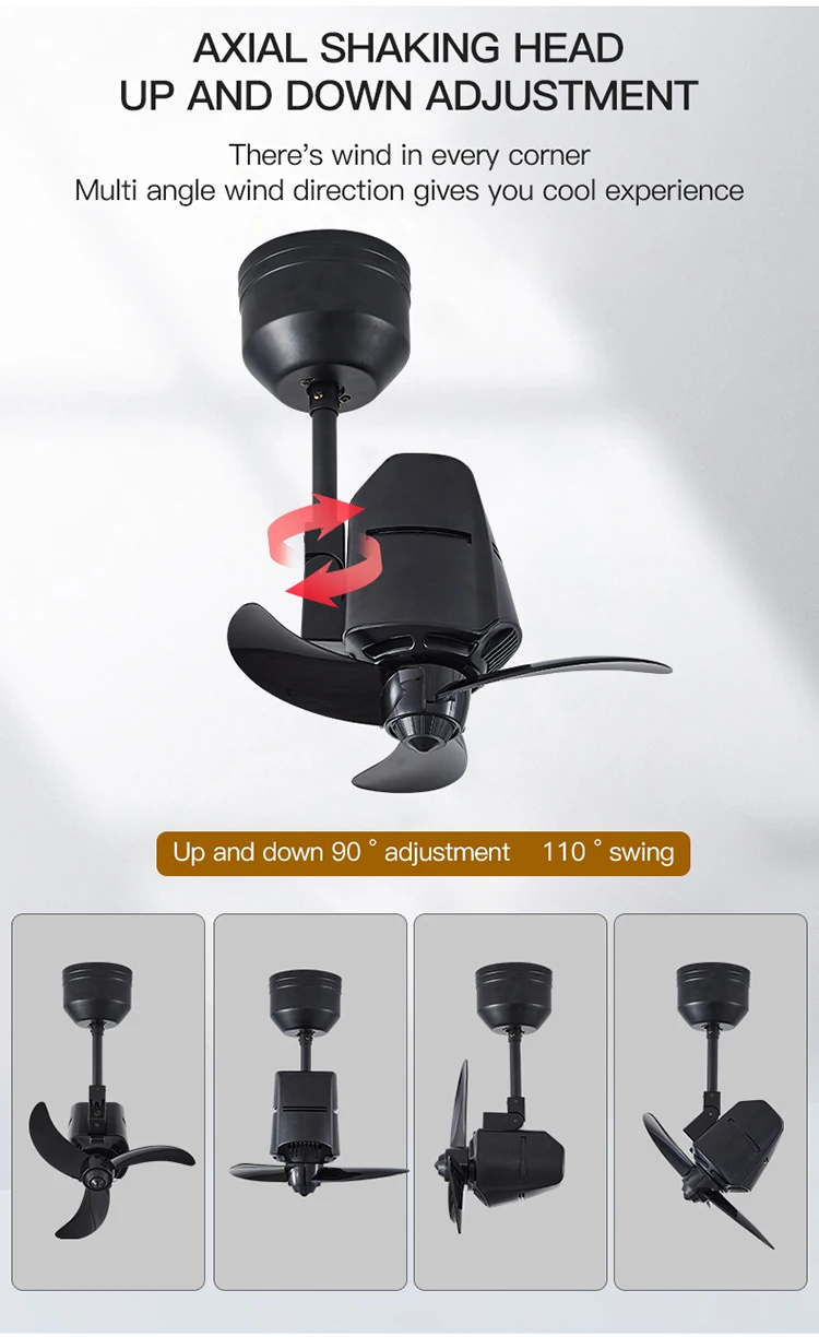 16 Inch Small Size Ceiling Fan 120 Degrees Rotation 3 Abs Blades High ...