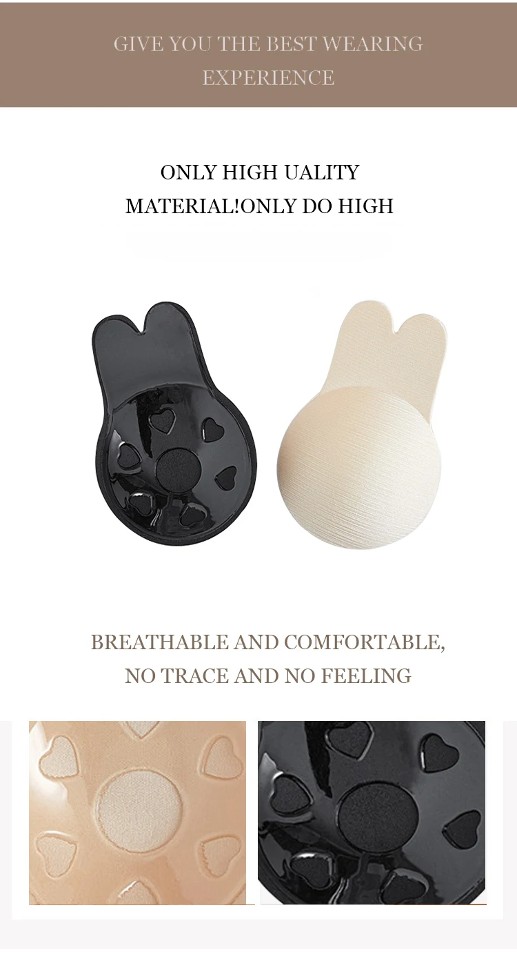 Rabbit Ear Plus Size Sticky Breast Silicone Strapless Bra