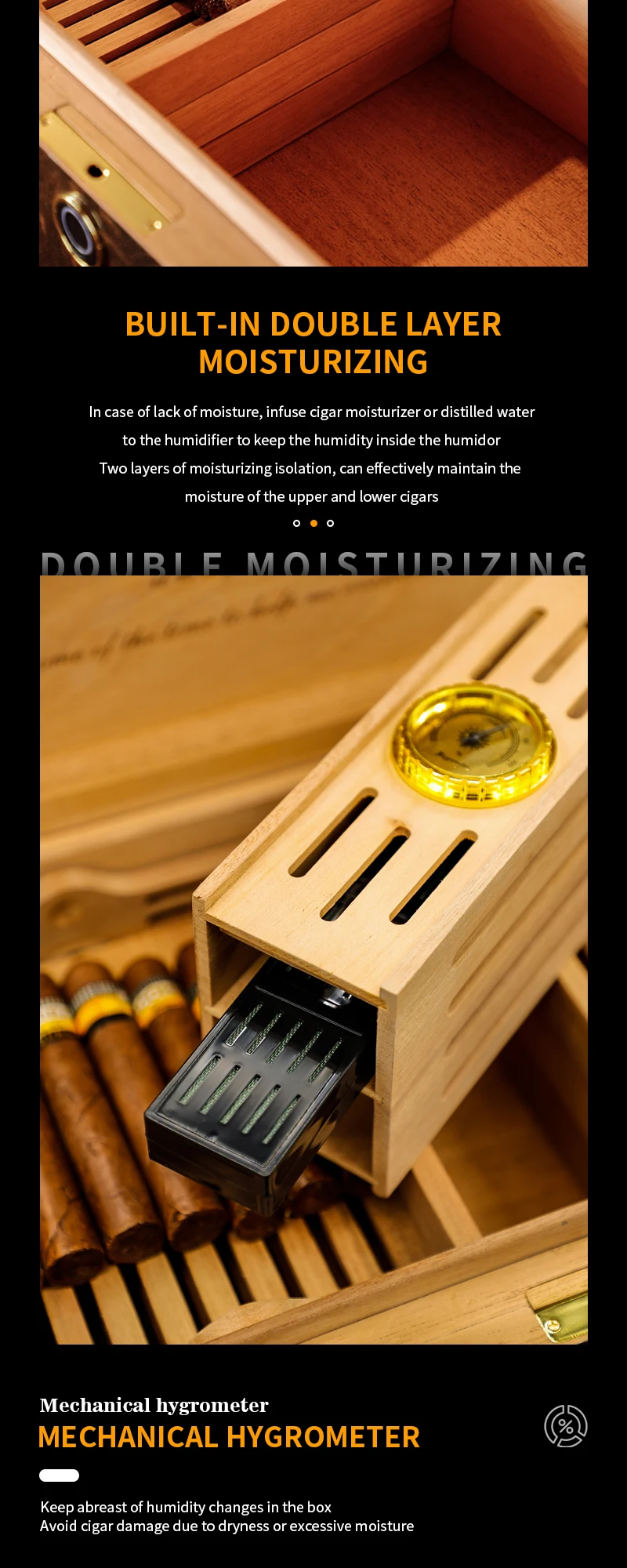 New Design Guevara Electronic Fingerprint Lock Cigar Humidor