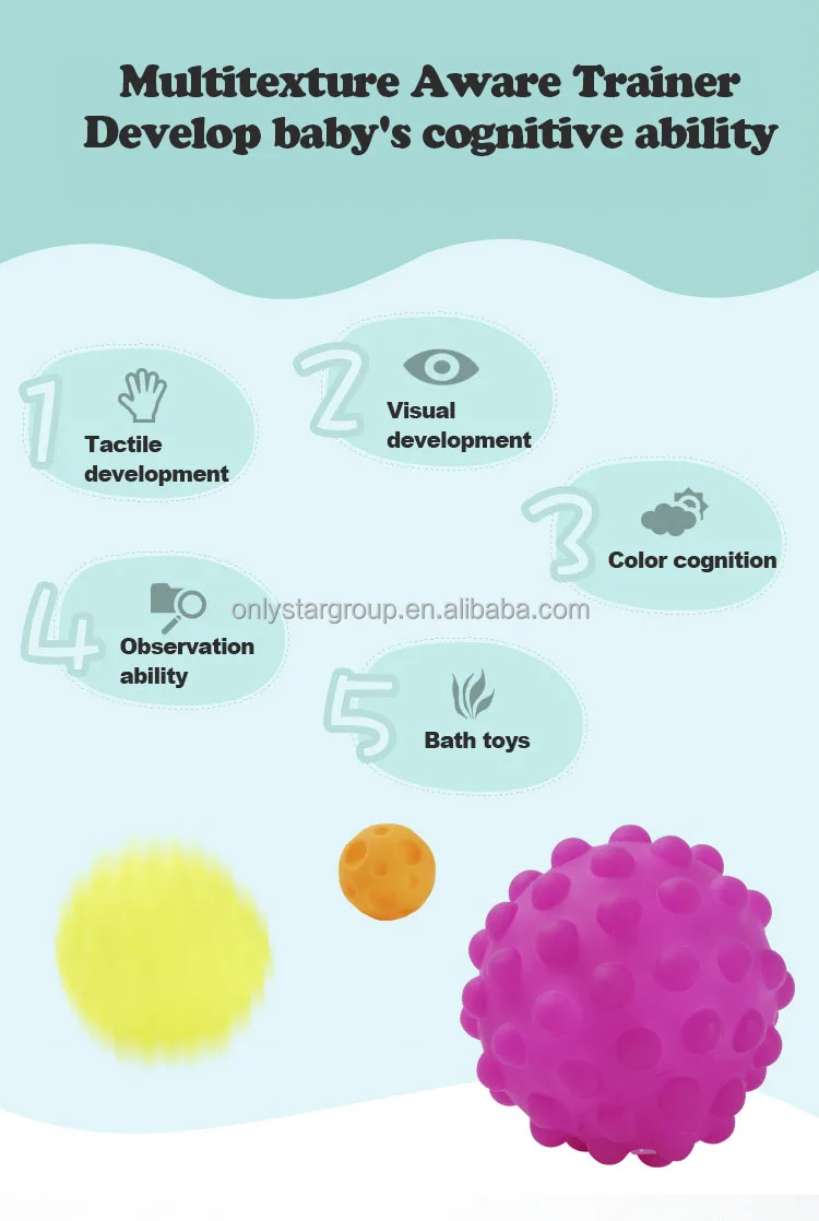 6 Pack Sensory Balls Spray Water Toy For Baby Kids Massage Soft ...