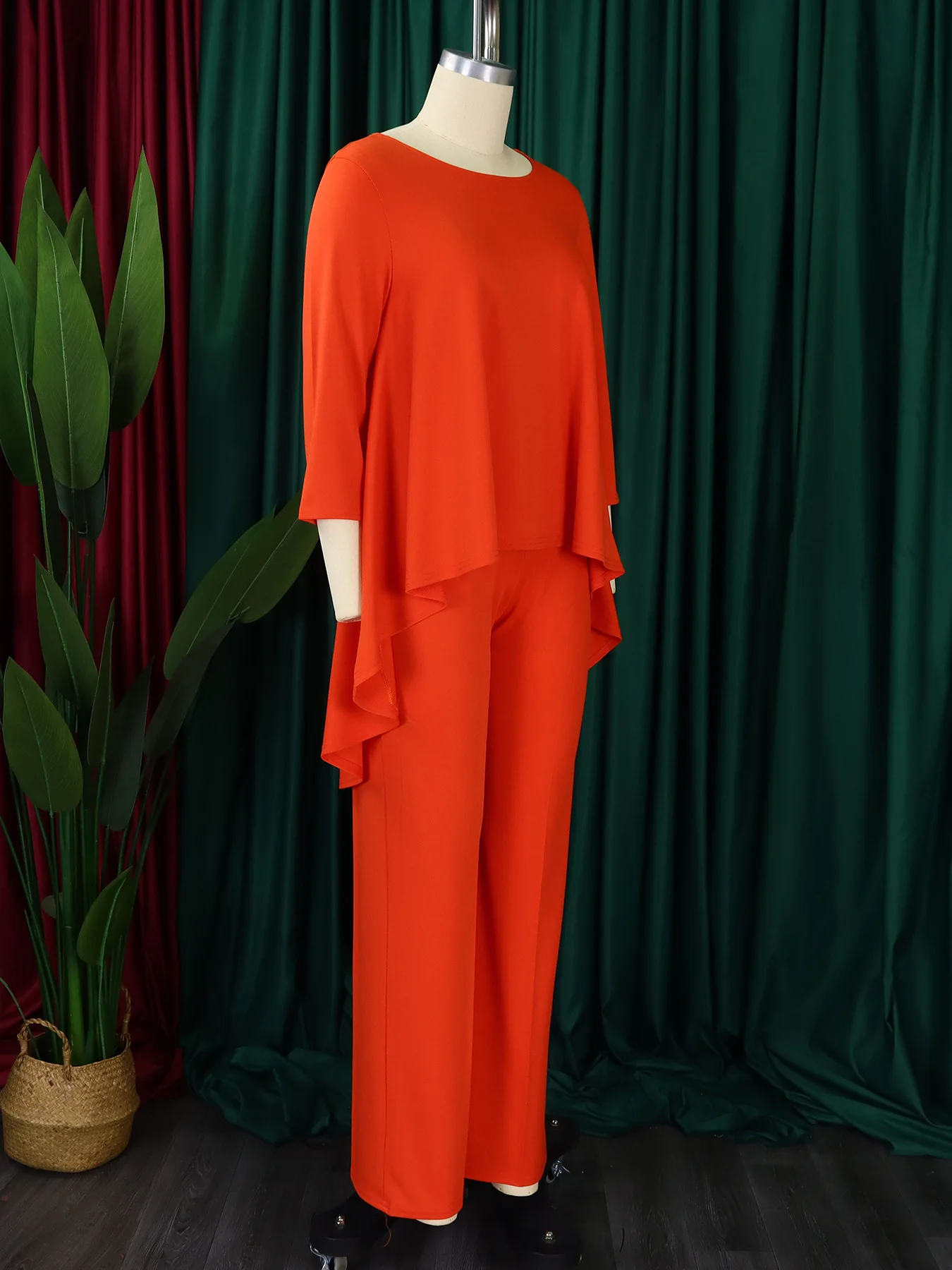 D3260 Two Piece Set - Elegant Long Sleeved Top & Wide Leg Pants