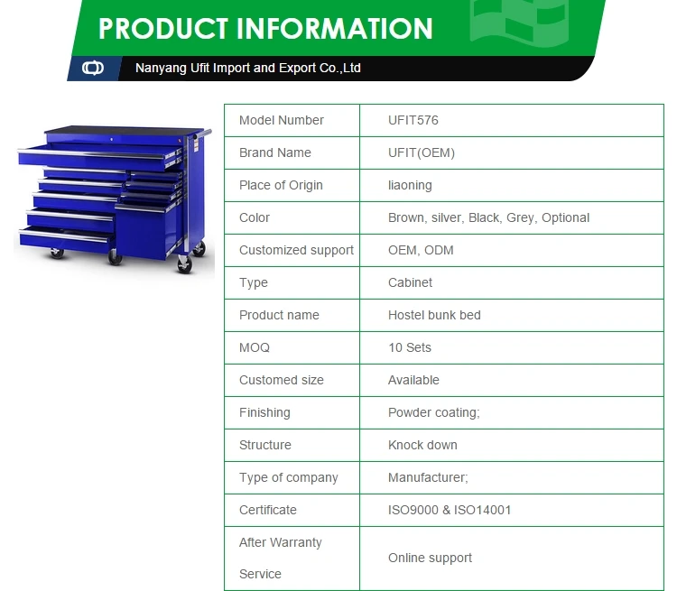Customized Garage Workshop Drawer Trolley with 7 Drawers