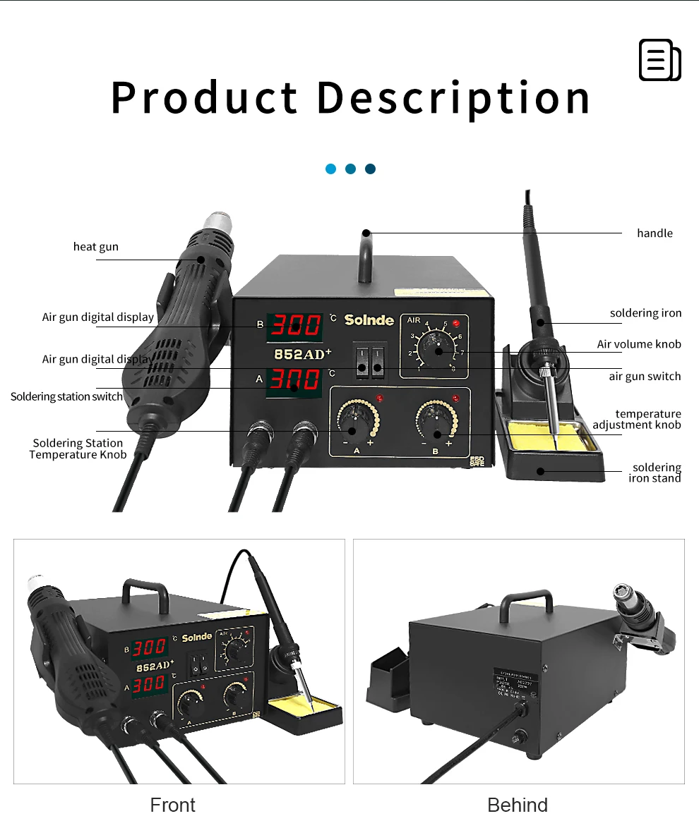 Nhà Cung Cấp Trung Quốc 852ad + 650w Pcb Hot Air Smd Rework Soldering ...
