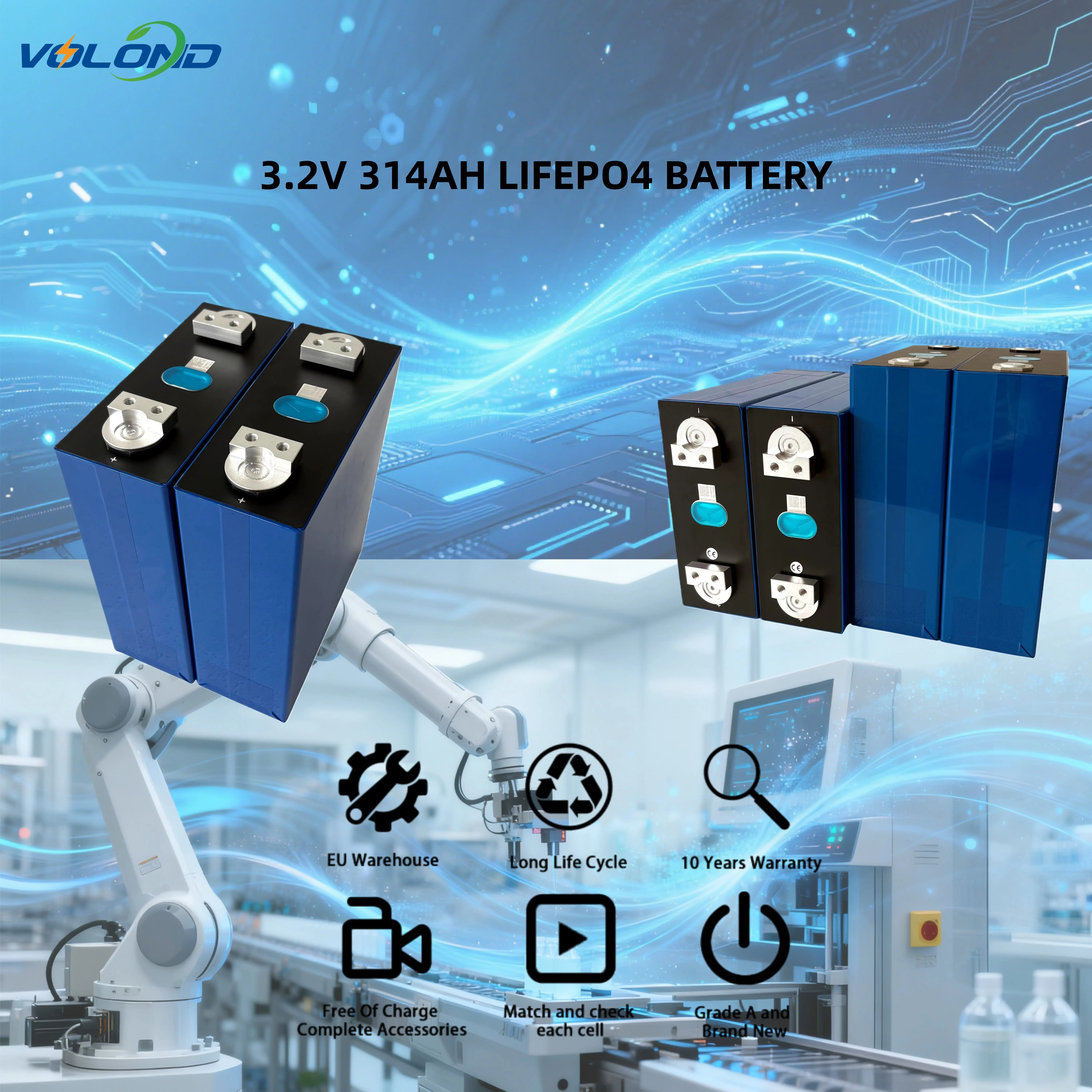 Rhomboid 3.2V Prismatic LFP Solid State Battery 280Ah/314Ah Home Solar Energy 10000 Cycle Life ...