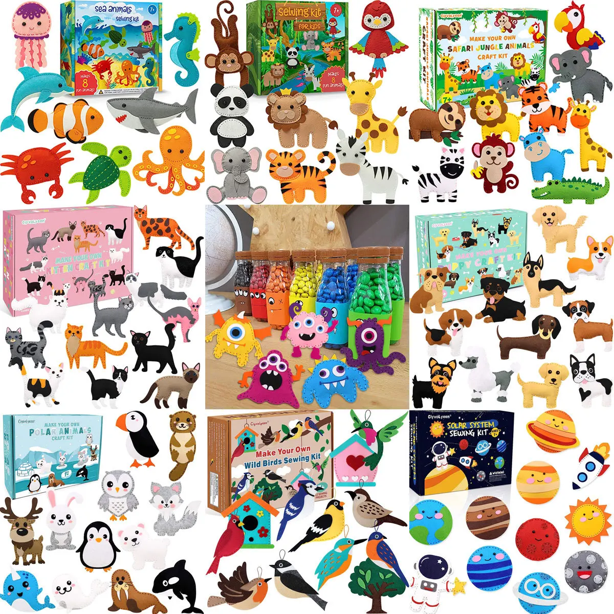 Custom Animals Craft Kit Forest Creatures Diy Sewing Felt Plush Animals ...