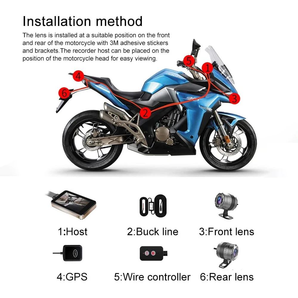 Body Waterproof Motorcycle Dvr Dash Cam Wifi 1080p Fhd Front Rear View ...