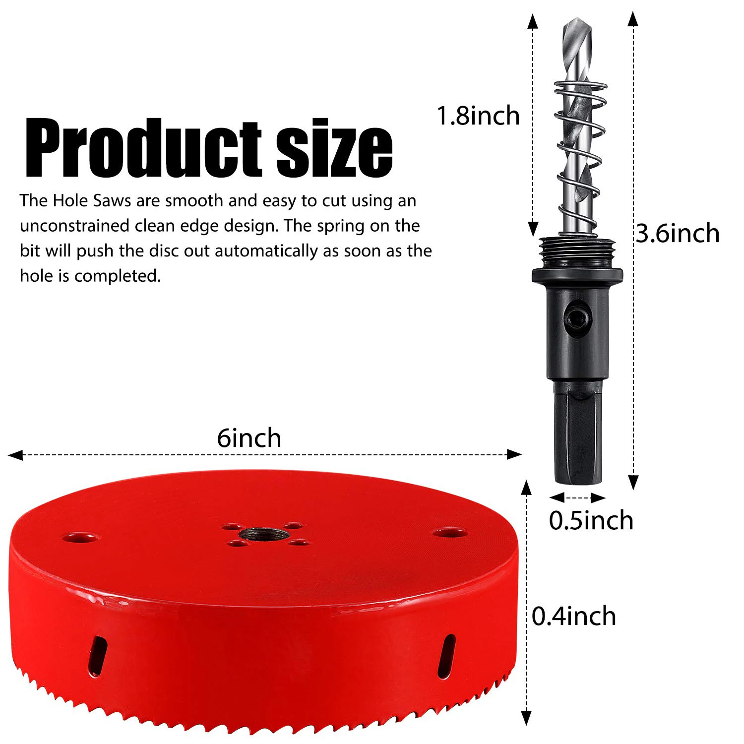 6 Inch Hole Saw with Heavy Duty Arbor 152mm Bi-Metal Hole Cutter Fast ...