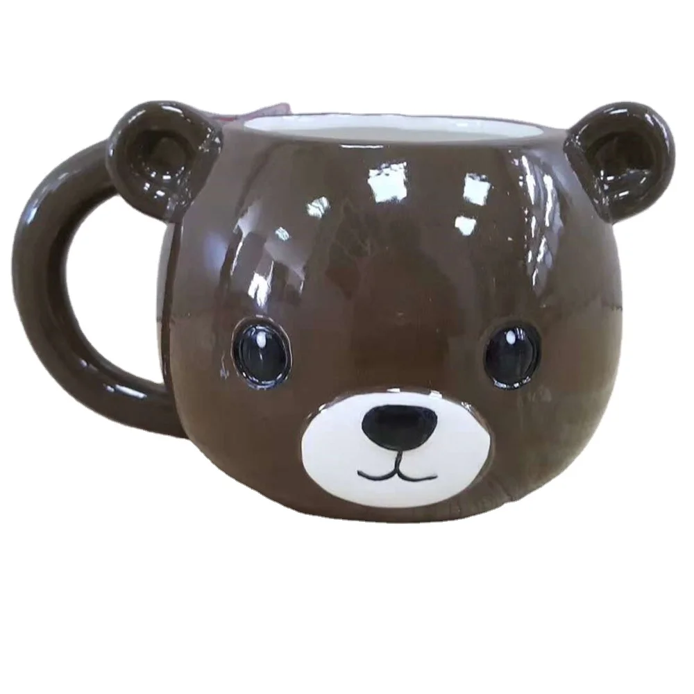 Custom Cute Cartoon Brown bear Mug Ceramic Hand made Coffee Mug Milk ...
