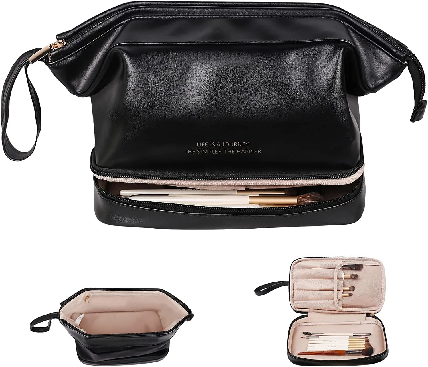 Waterproof Makeup Bag - Durable Pu Leather Cosmetic Case