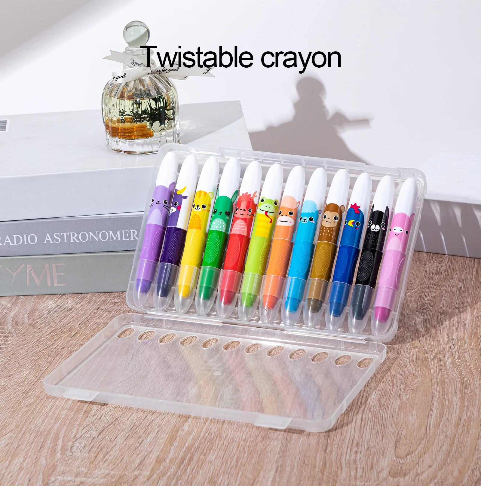 12 Colors Twistable Crayons Cartoon Characters Evenly Colored Children ...