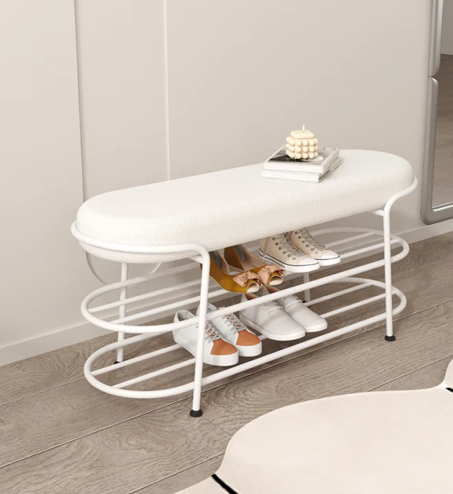 Modern Nordic Black Metal Iron 3 Tiers Shoe Rack Shoe Bench For ...