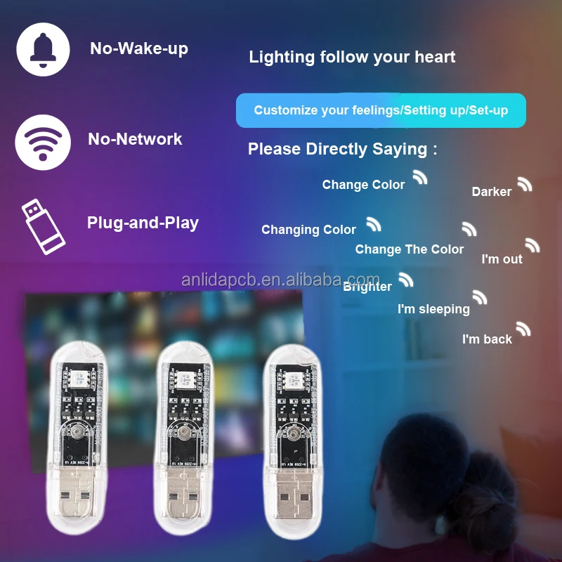 Artificial Intelligence Voice Control Light Creative Mini Portable ...