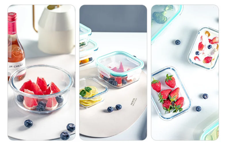 Glass Lunch Box 3pcs Set Food Meal Prep Containers With Lid Glasslock ...