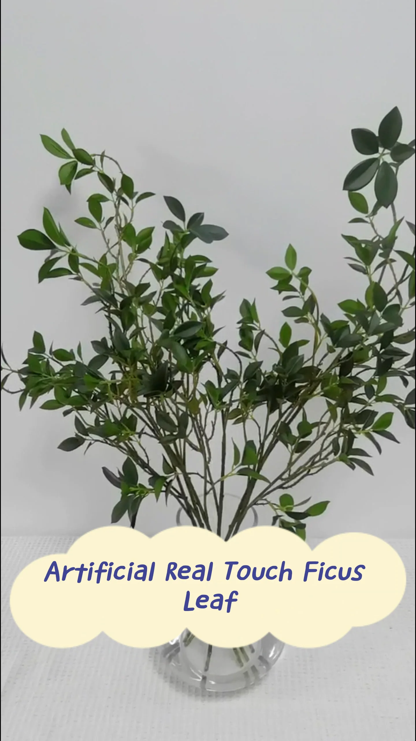 Artificial Real Touch Ficus Leaf Stem Branch Leaves Long Greenery For ...