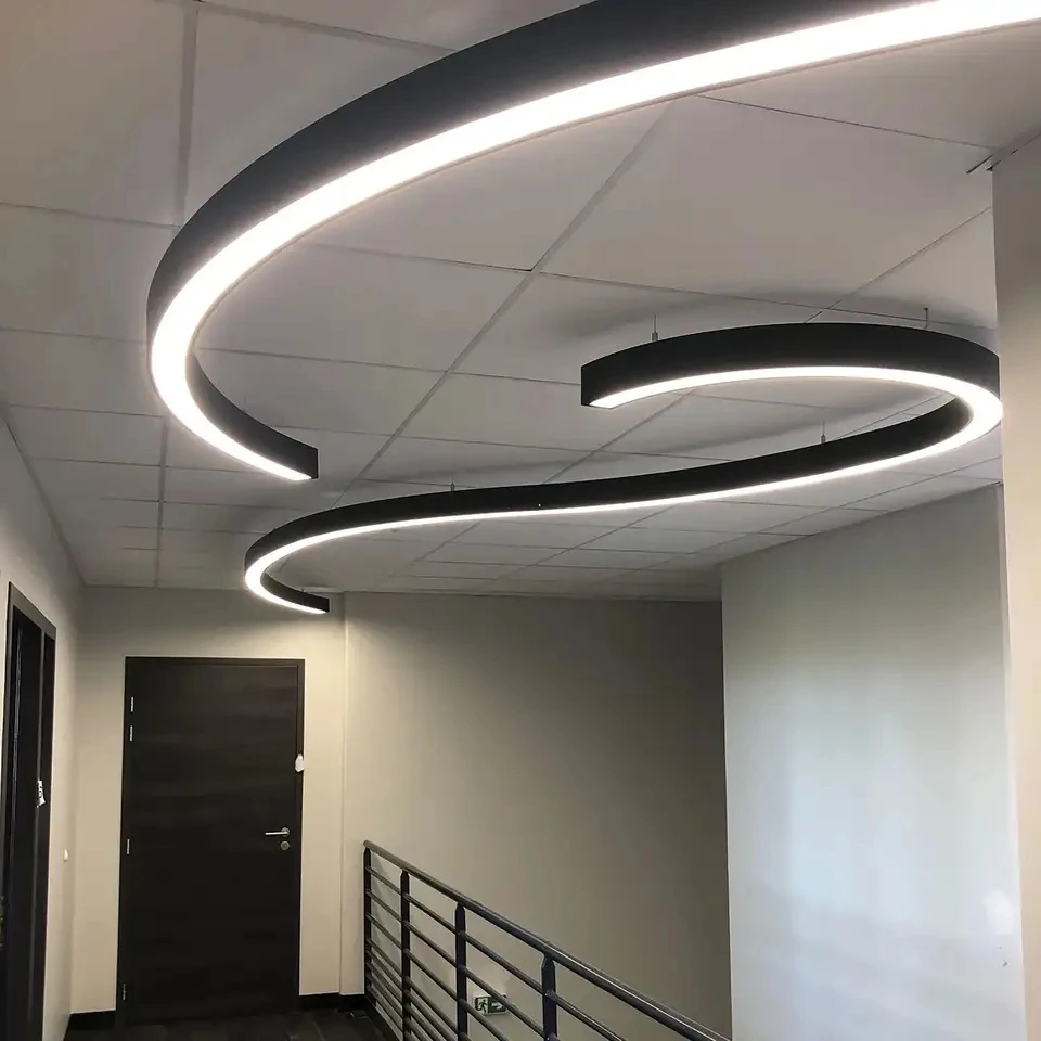 Customized Made Aluminum LED Curved Linear Light S Shape Ceiling ...
