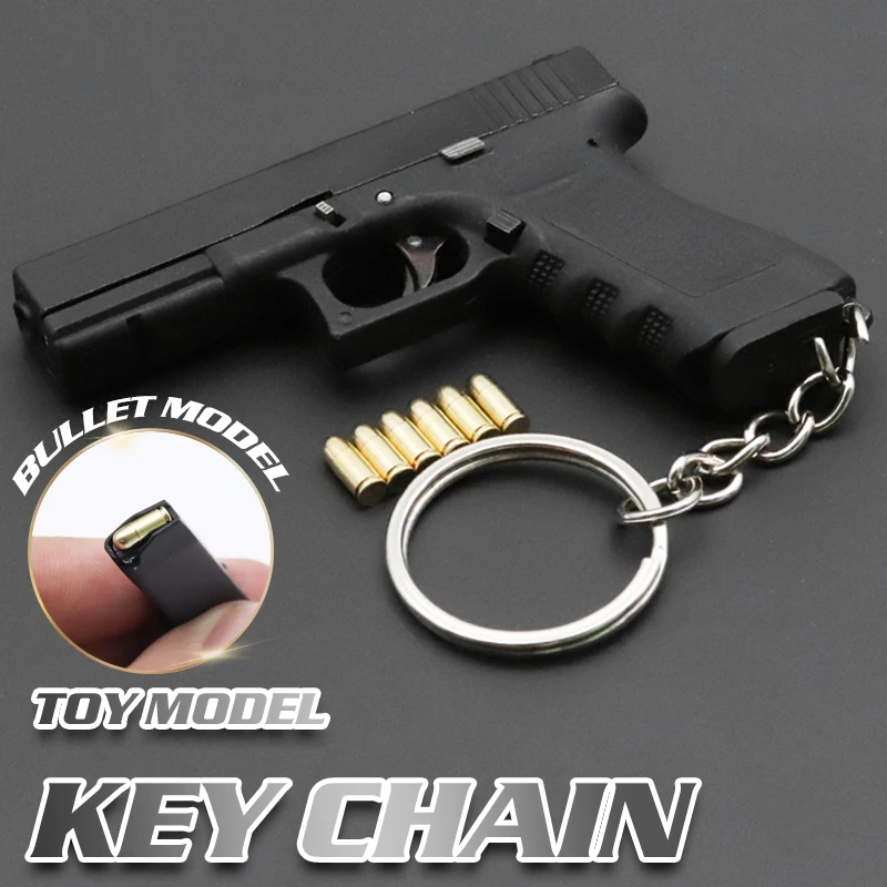 Metal Glock G17 Key Chain - Safe Toy for Outdoor Fun