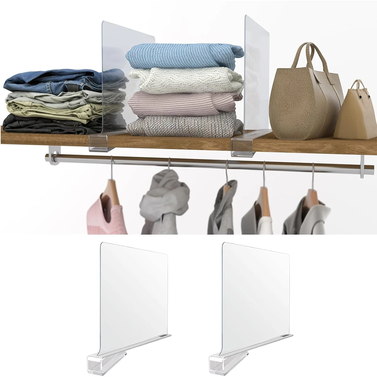 Clear Acrylic Shelf Divider Transparent Adjustable Upright Shelf ...