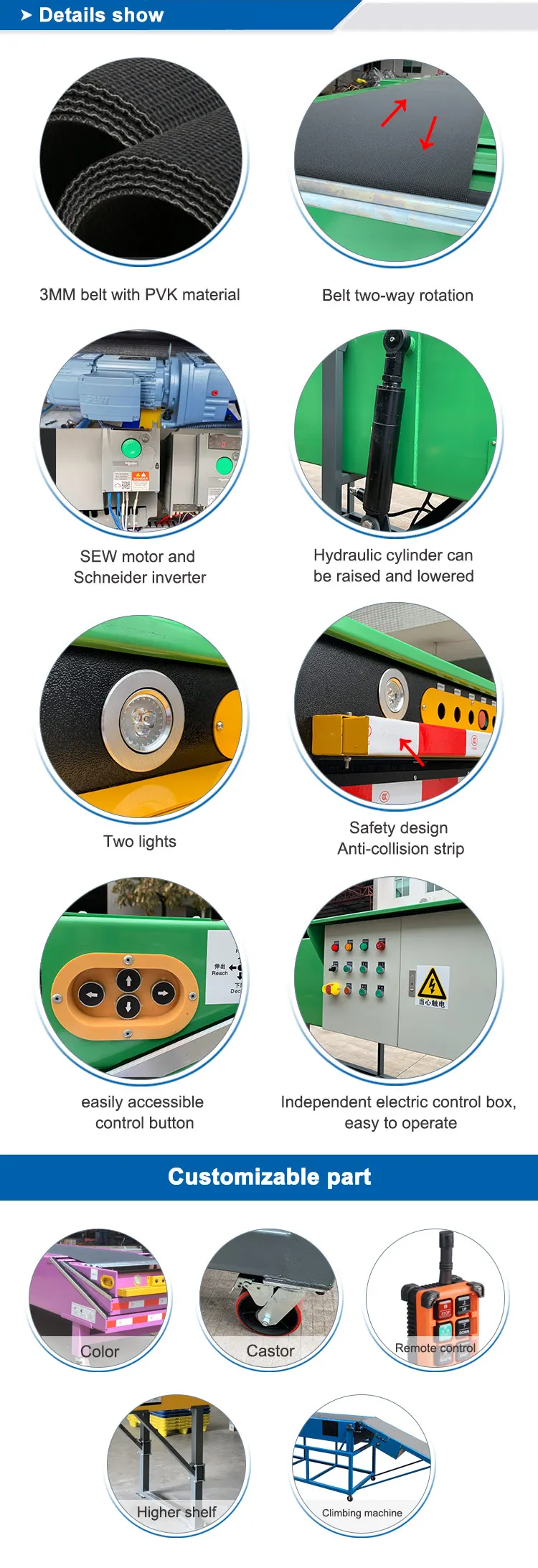 Container Loading Unloading Telescopic Belt Conveyor Customized Belt ...