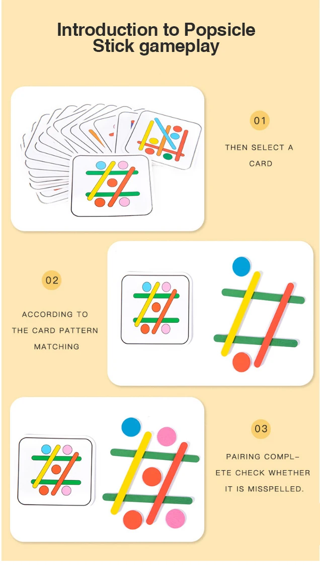 Wooden Rainbow Stick Thinking Puzzle Baby Color Cognition Puzzle Toys ...