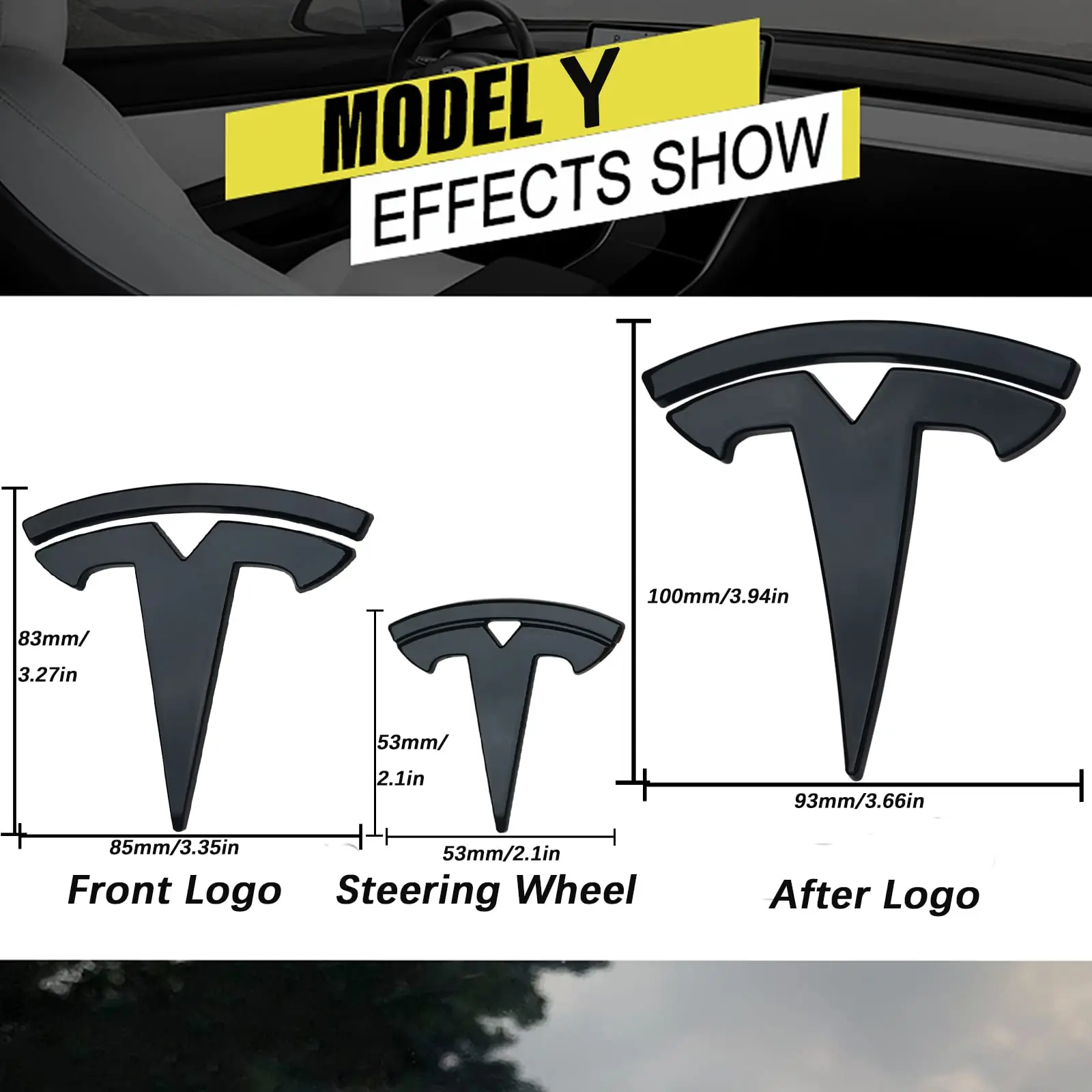 Model Y Steering Wheel/front Trunk/rear Trunk Logo Sticker Cover Emblem ...