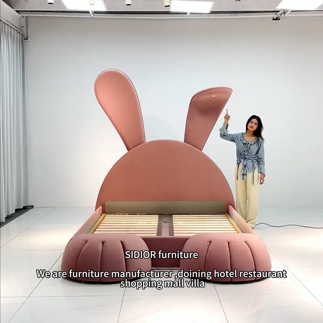 Modern Bunny Beds Single Children Upholstered Furniture Princess Kids ...