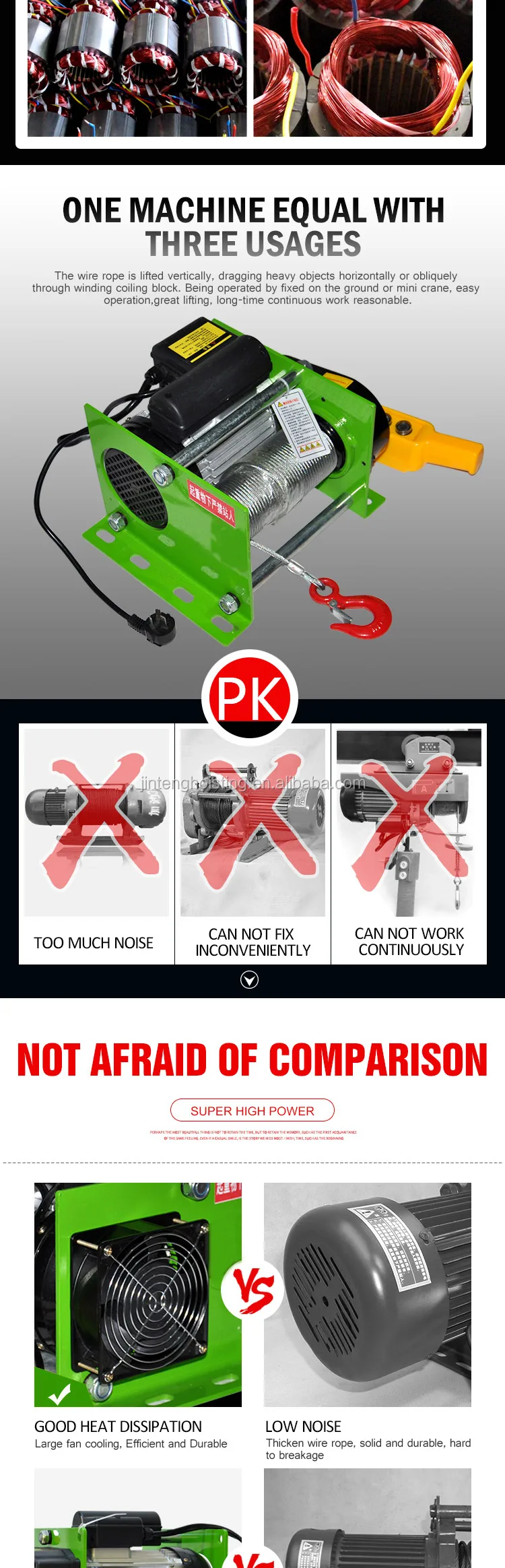 Lift Crane 220lb Electric Hoist Winch 110 Volt Winch With Remote ...