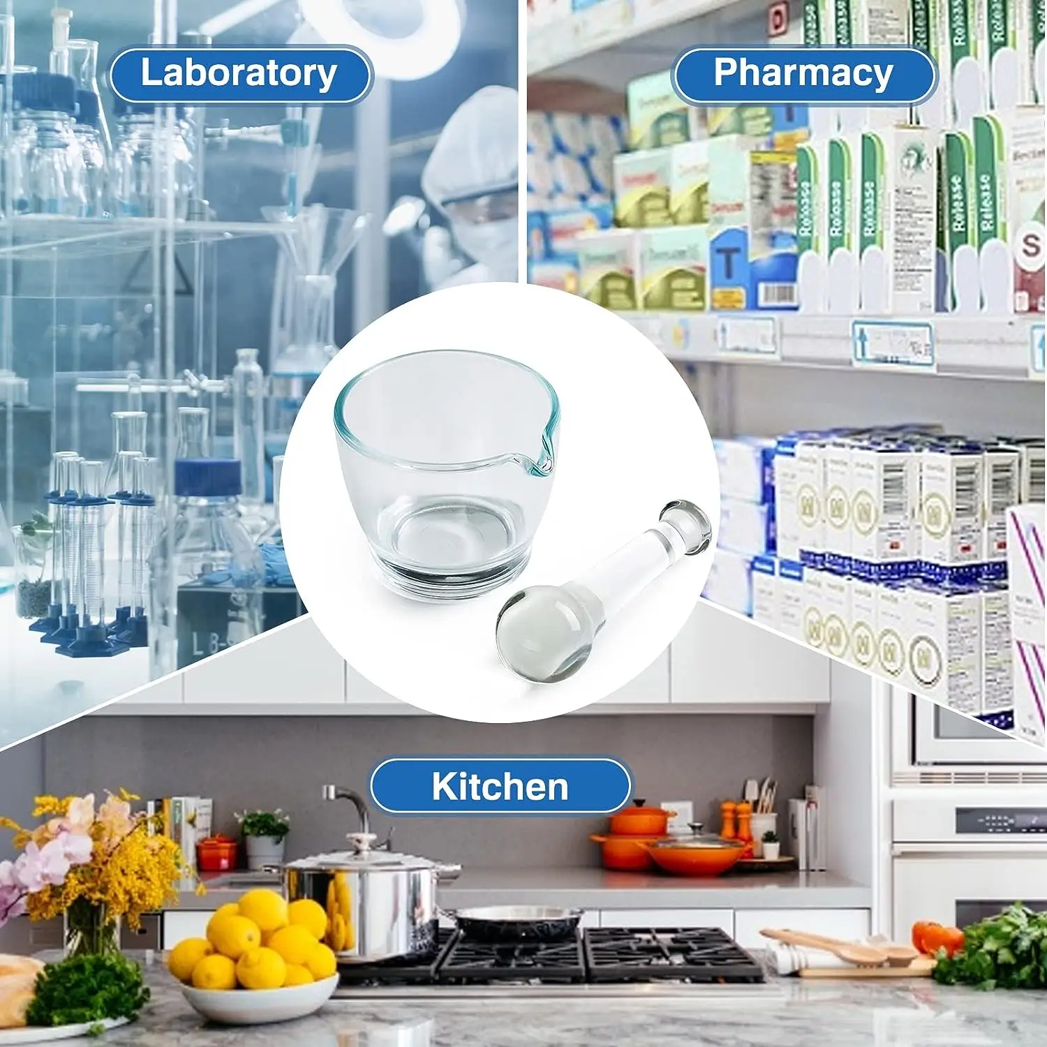 Lab 60mm 90mm Glass Mortar With Pestle - Buy 90mm Glass Mortar,Mortar ...