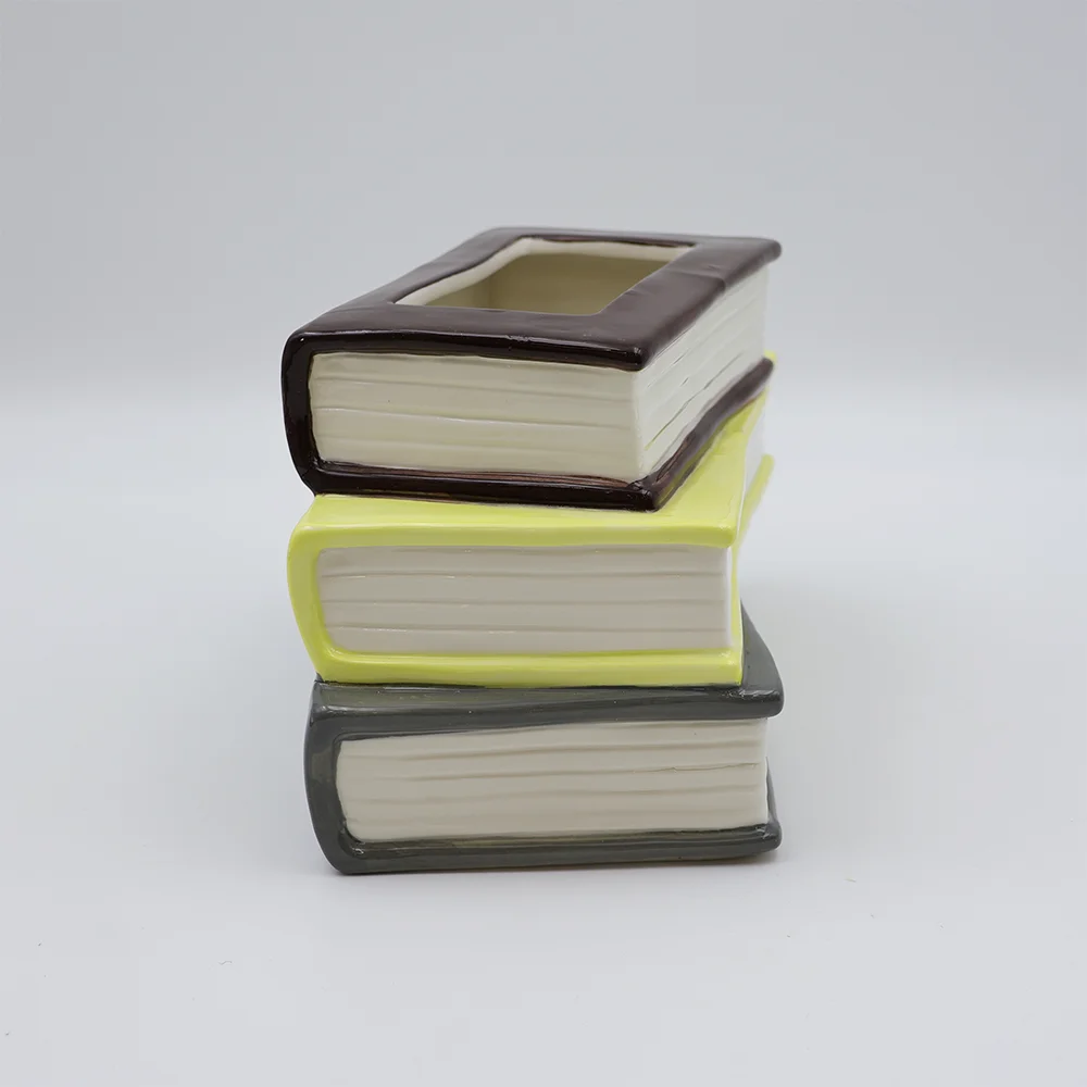 Custom Ceramic Book Flower Vase Stack Book Decoration Vase Book Shape ...