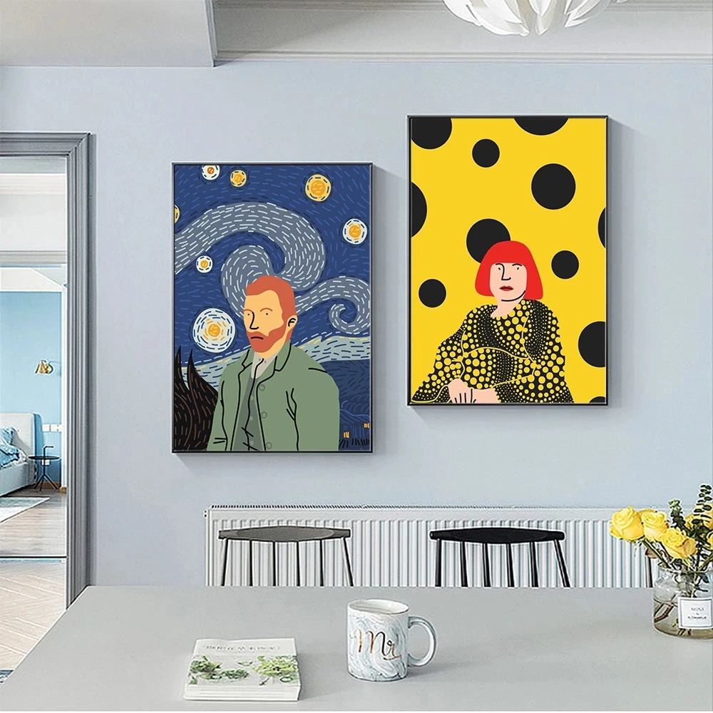 Funny Vincent Van Gogh Art Print Poster Abstract Figure Canvas Painting ...