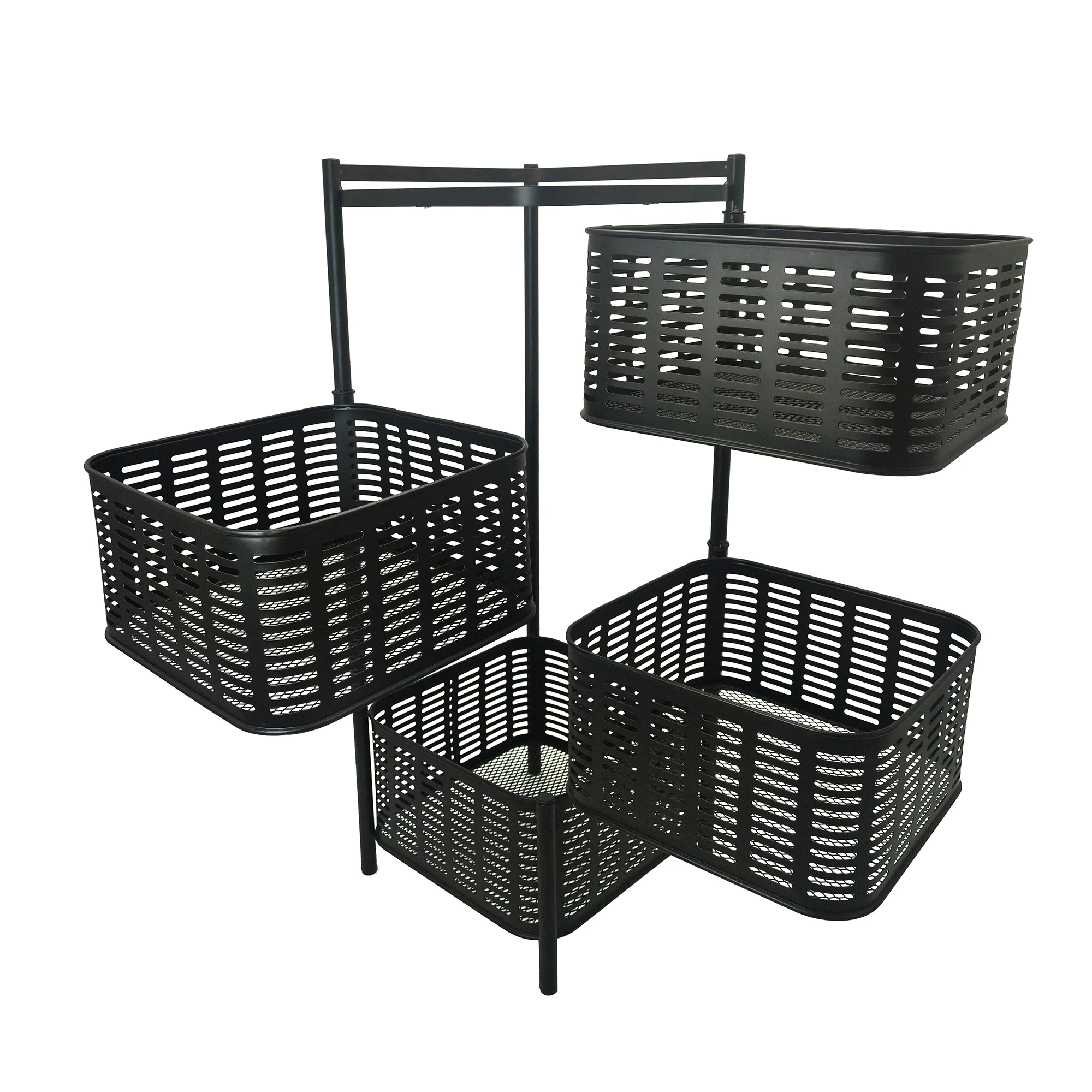 4-tier Rotating Fruit Basket Kitchen Storage Metal Pantry Baskets With ...