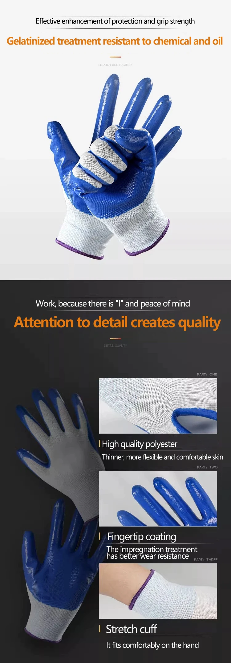 Sunnyhope Floral Nitrile Coated Working Gloves Transparent Poly/cotton ...