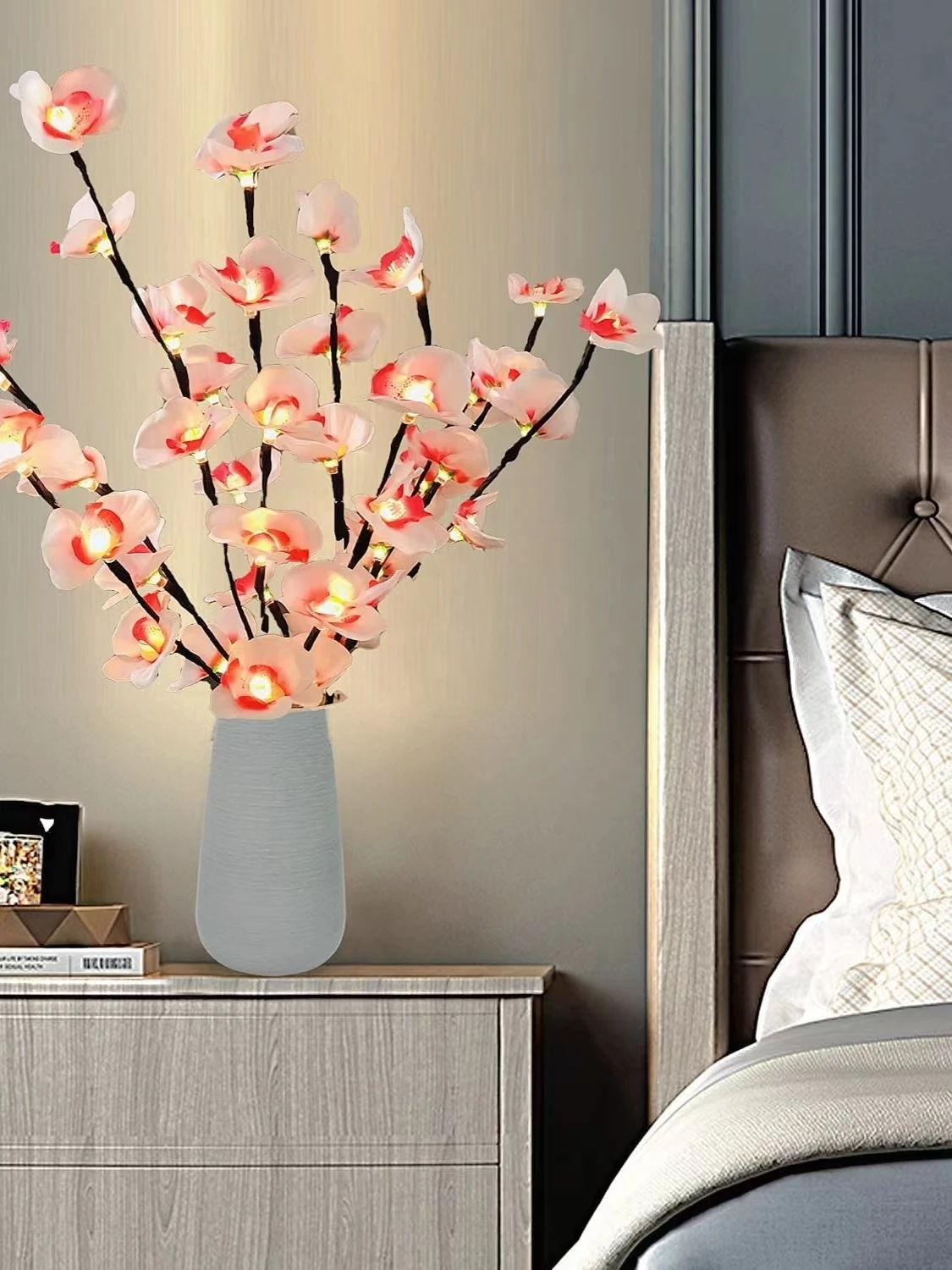 Led Lace Rose Flower Branch Light Battery Operated Artificial Floral ...