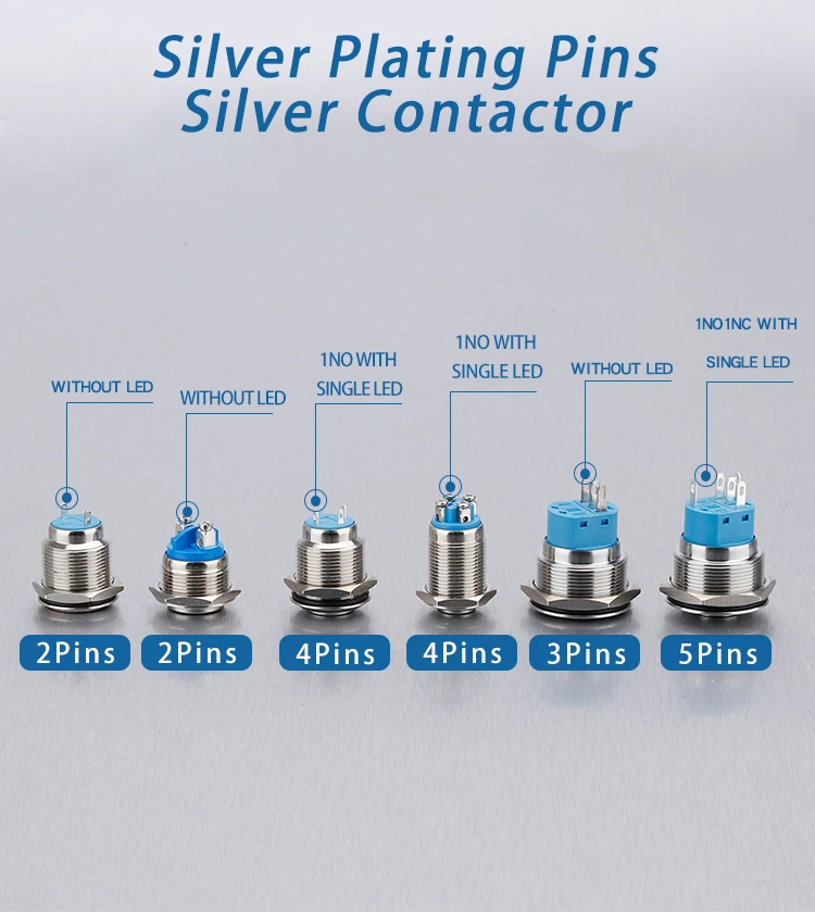 ABILKEEN 4 Pin Terminals Push Button Switch IP65 2A Waterproof Flat ...