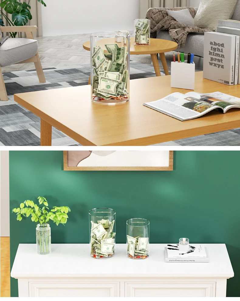 Customized Clear Acrylic Piggy Bank Saving Money Piggy Bank Coin Bank ...