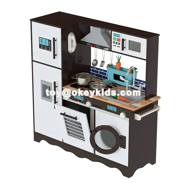 Modern Mini Wooden Kitchen Toy for Kids Black Pretend Role Play W10C752 ...