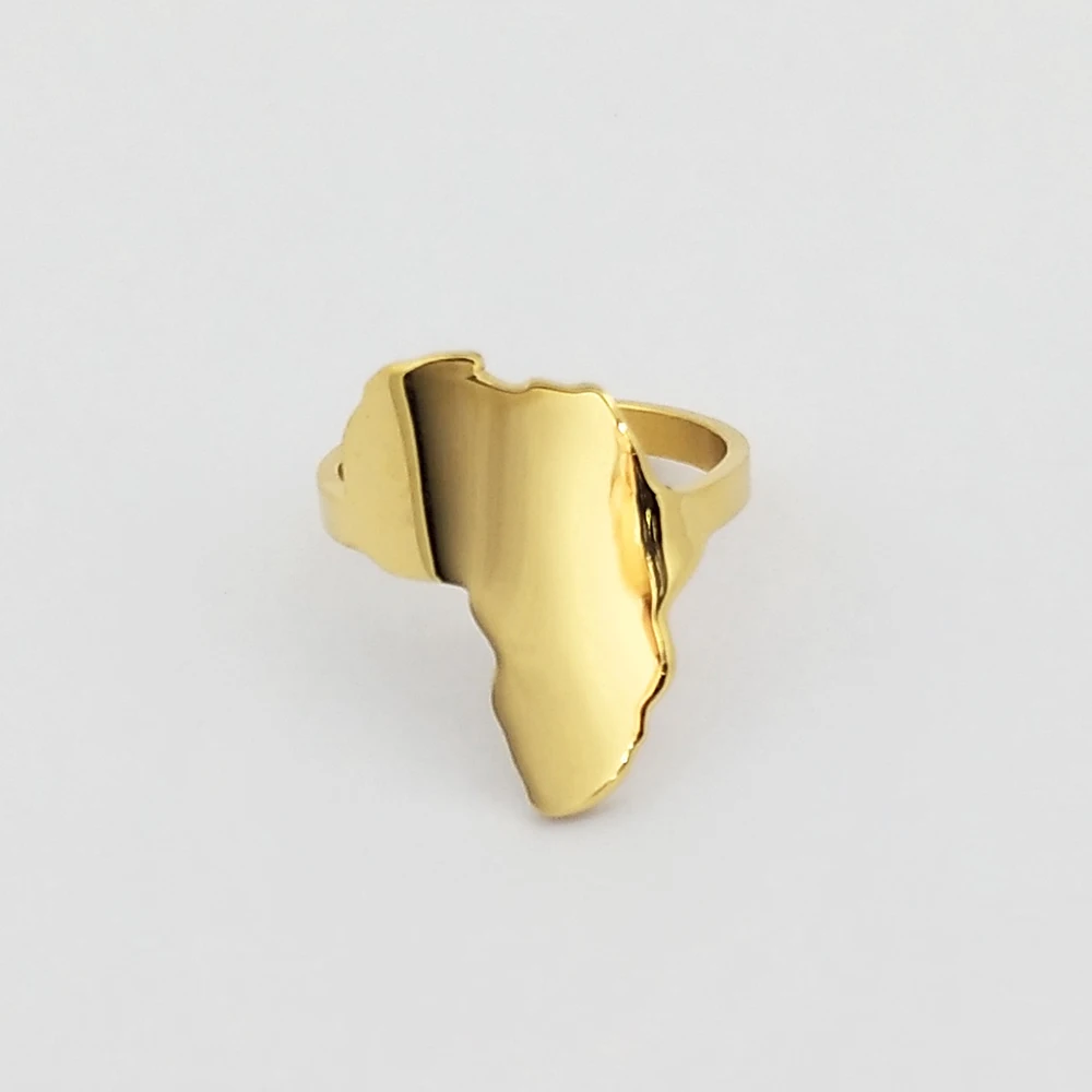 Joyas Stainless Steel Africa Map Ring Fashion Jewelry Gold Plated ...