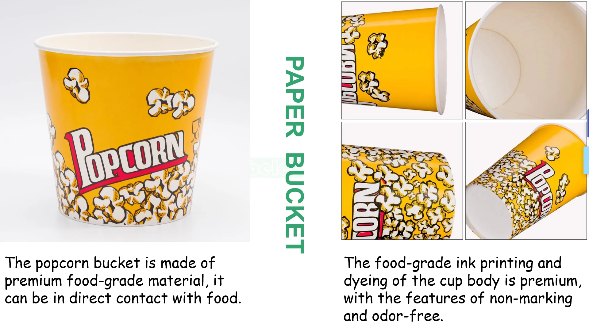 24oz 32oz 46oz Disposable Custom Printed Cinema Square Popcorn Paper ...