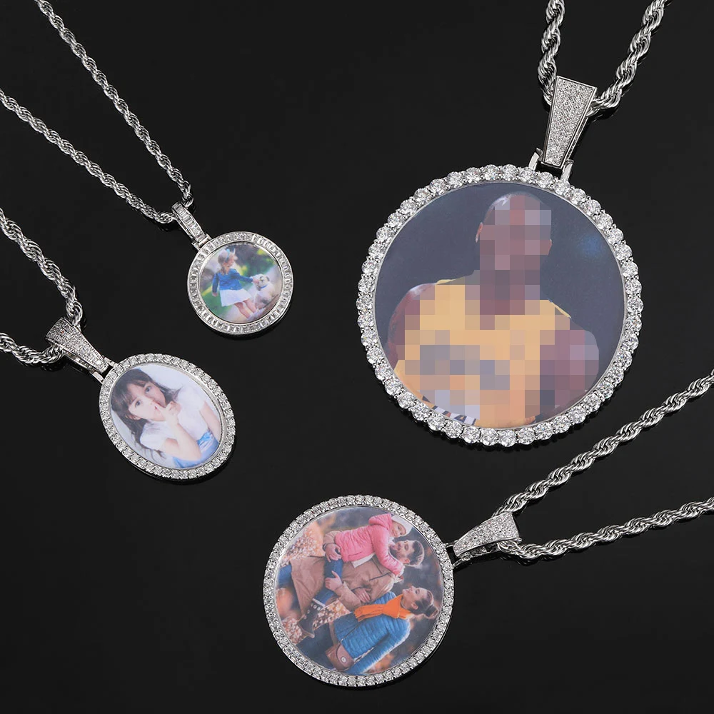 Custom Iced Out 45mm Memory Pendants Necklace Hip Hop