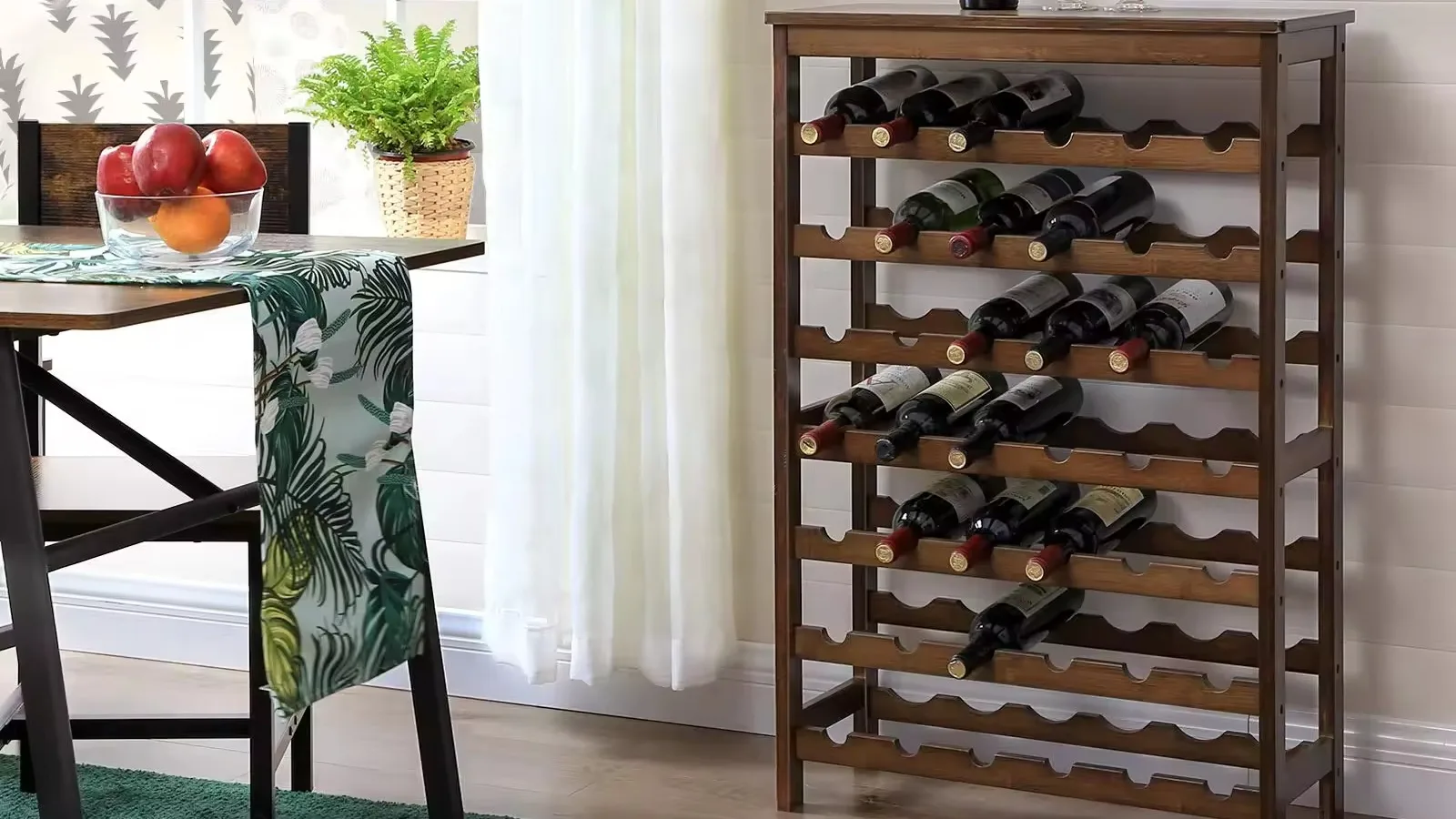 Bamboo Luxury Wine Rack 7 Tier Display Standing Wine Rack 42 Bottles ...