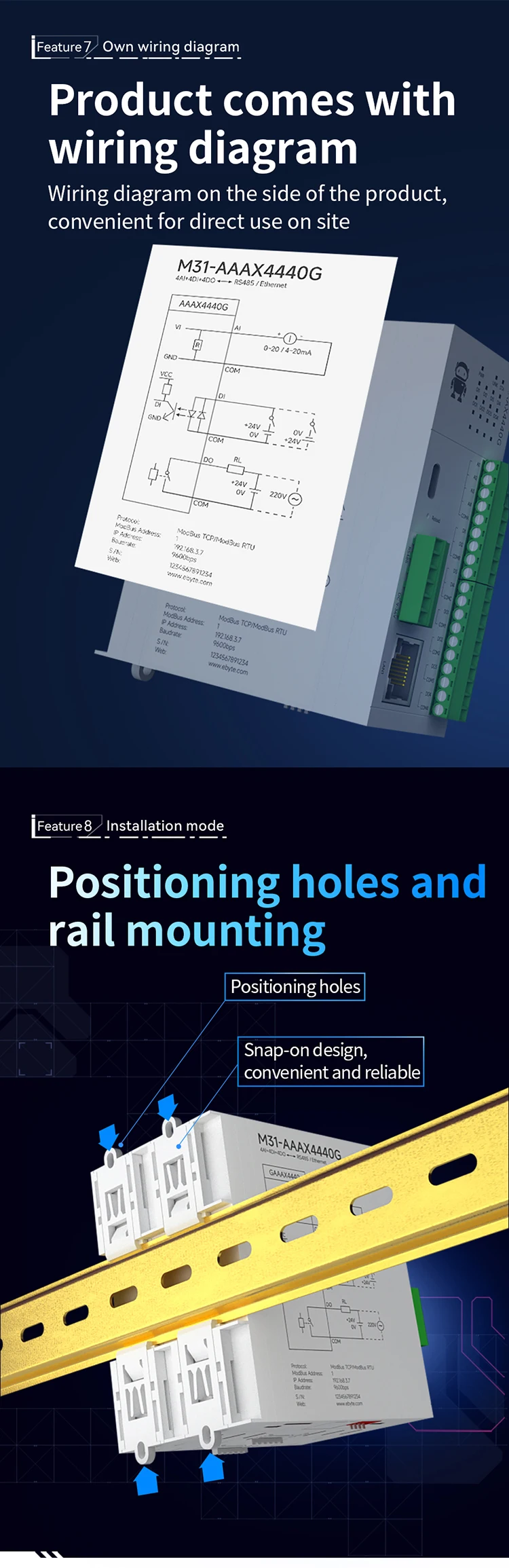 Ebyte M31-AXXX8000G Dp Distributed I/O Modules RS485 RJ45
