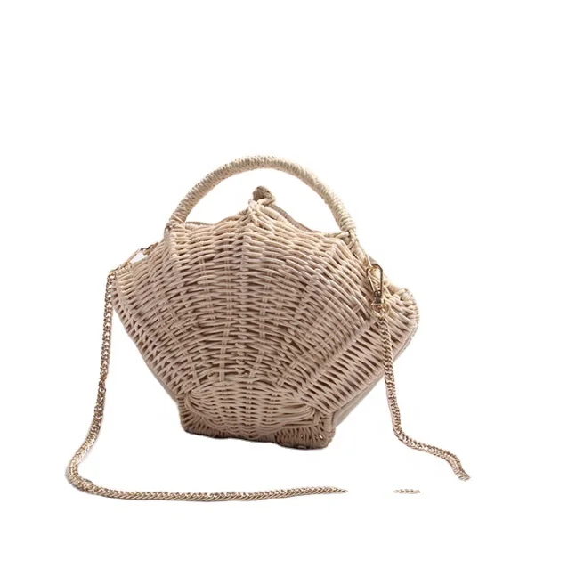 Fashion Rattan Shell Women's Handbag Summer Beach Vacation Single ...