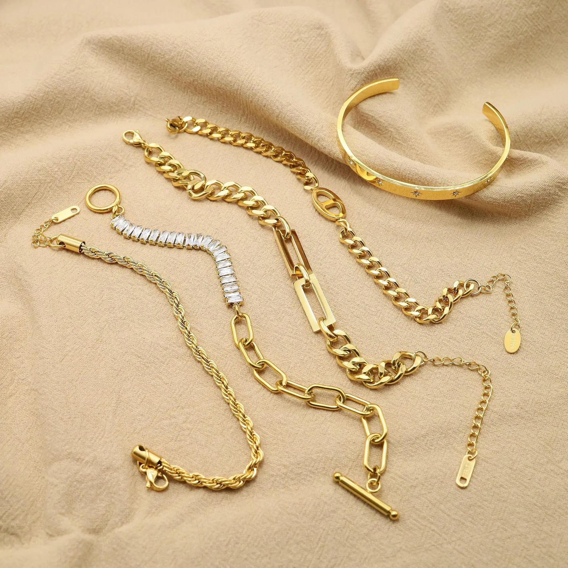 Cuban chain twist twist 18k solid gold Miami Cuban chain bracelet high ...