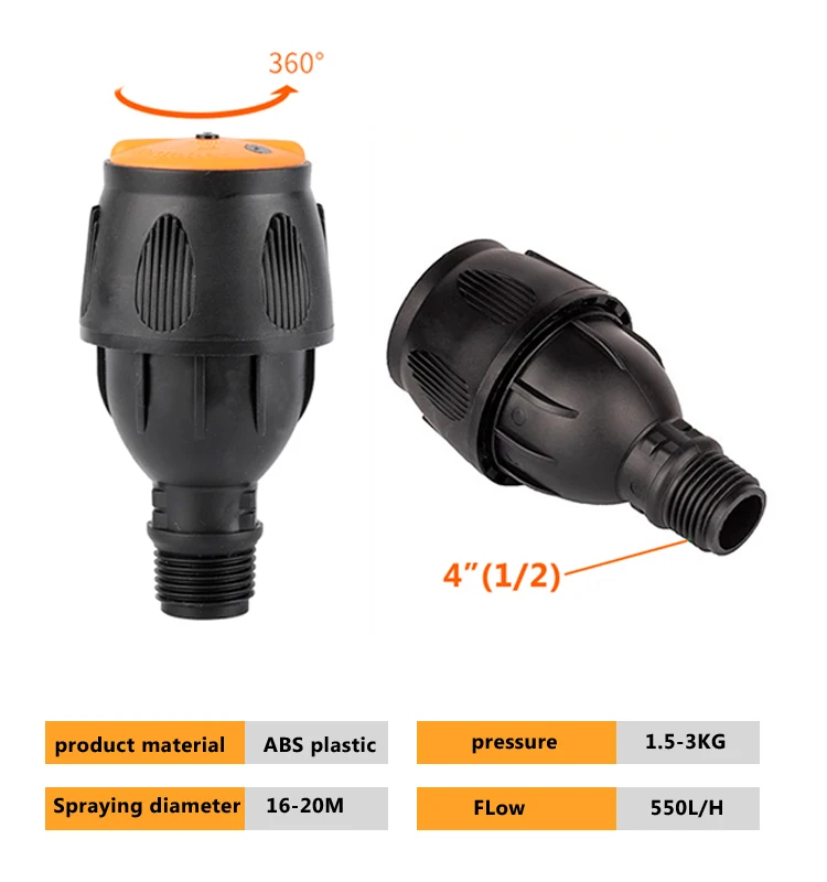 360 Rotary Irrigation Dripper Watering Garden Sprinkler System Farm ...