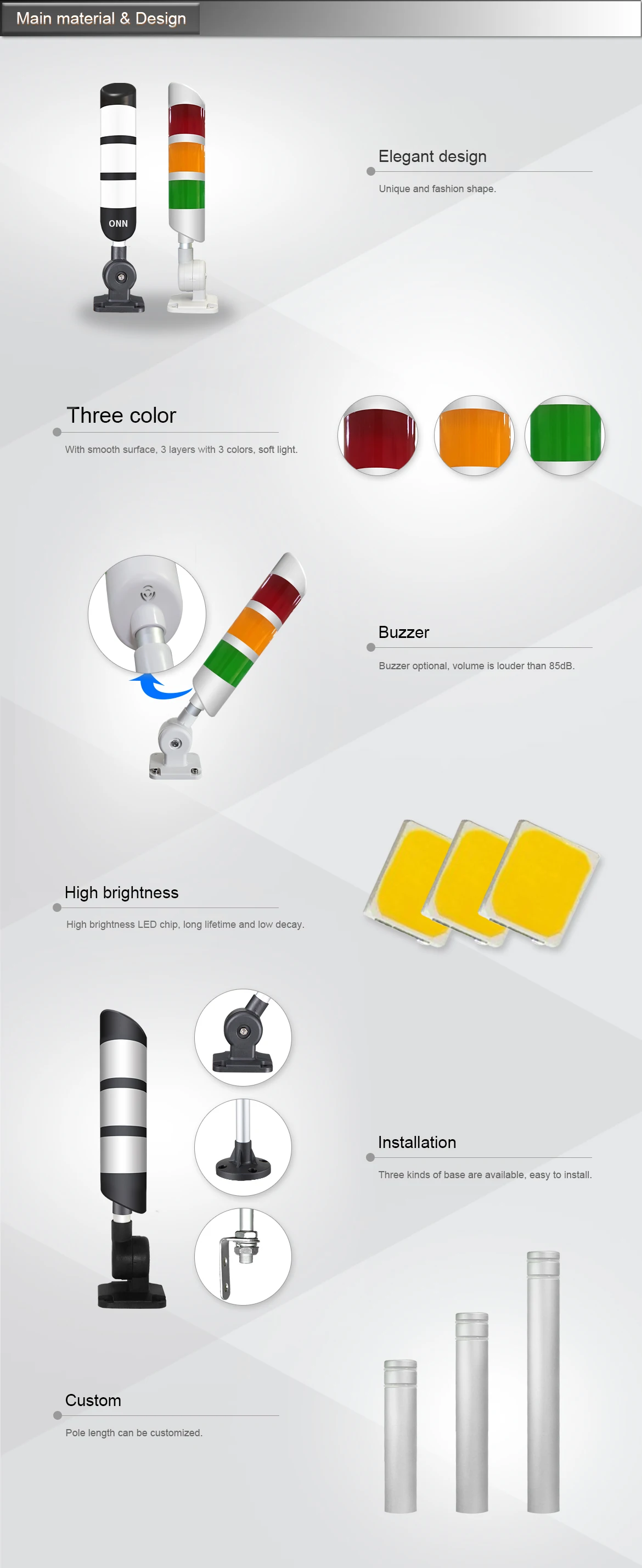 ONN-M4-50S LED Signal Tower Light - Reliable CNC Lighting