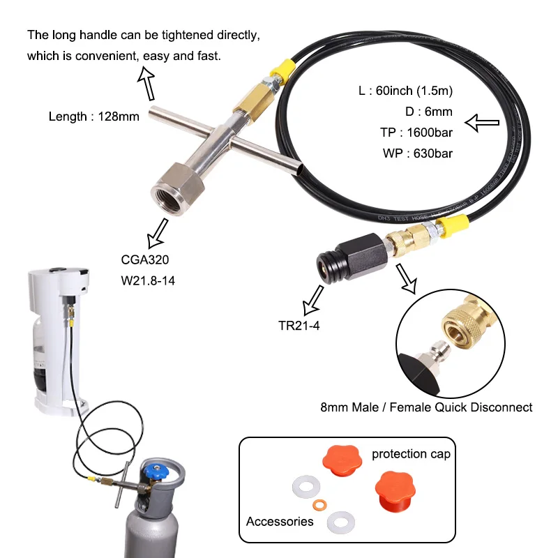 1.5m High Pressure Soda Machine Hose To Connect Soda Maker And Large ...