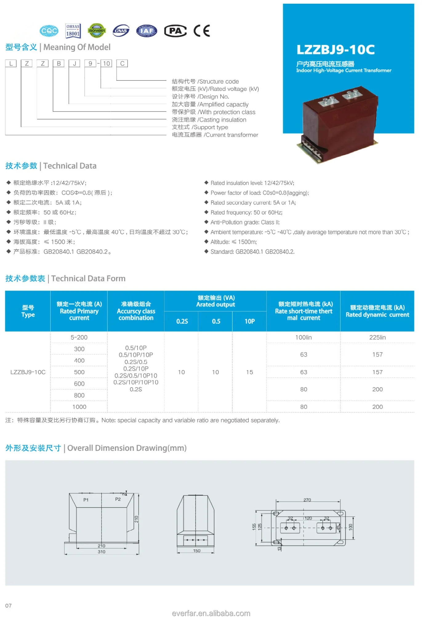 LZZBJ9 High Voltage Current Transformers for 10kv-35kv