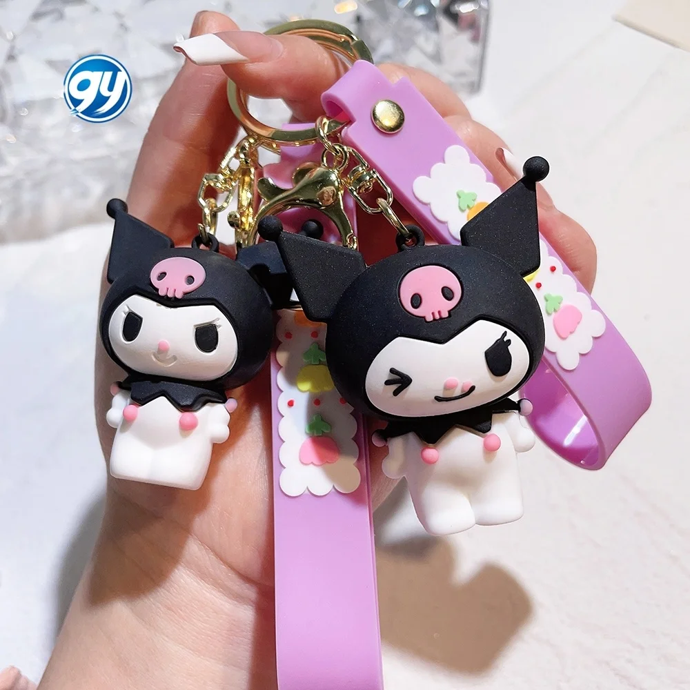 Sanrio Keychain Anime Kuromi Accessories Key Ring Figure Pvc Key Chain ...